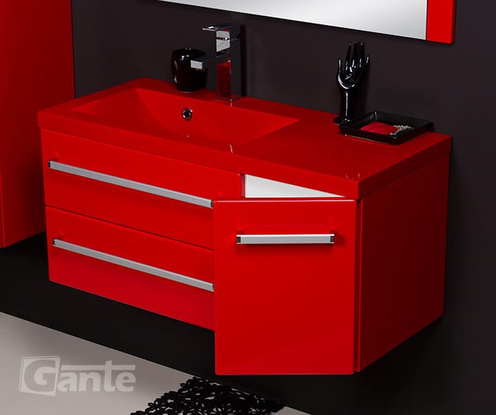 Vanity Unit Focus 90cm/2 + Basin CLEVER 90cm Red - bathroomfurniture