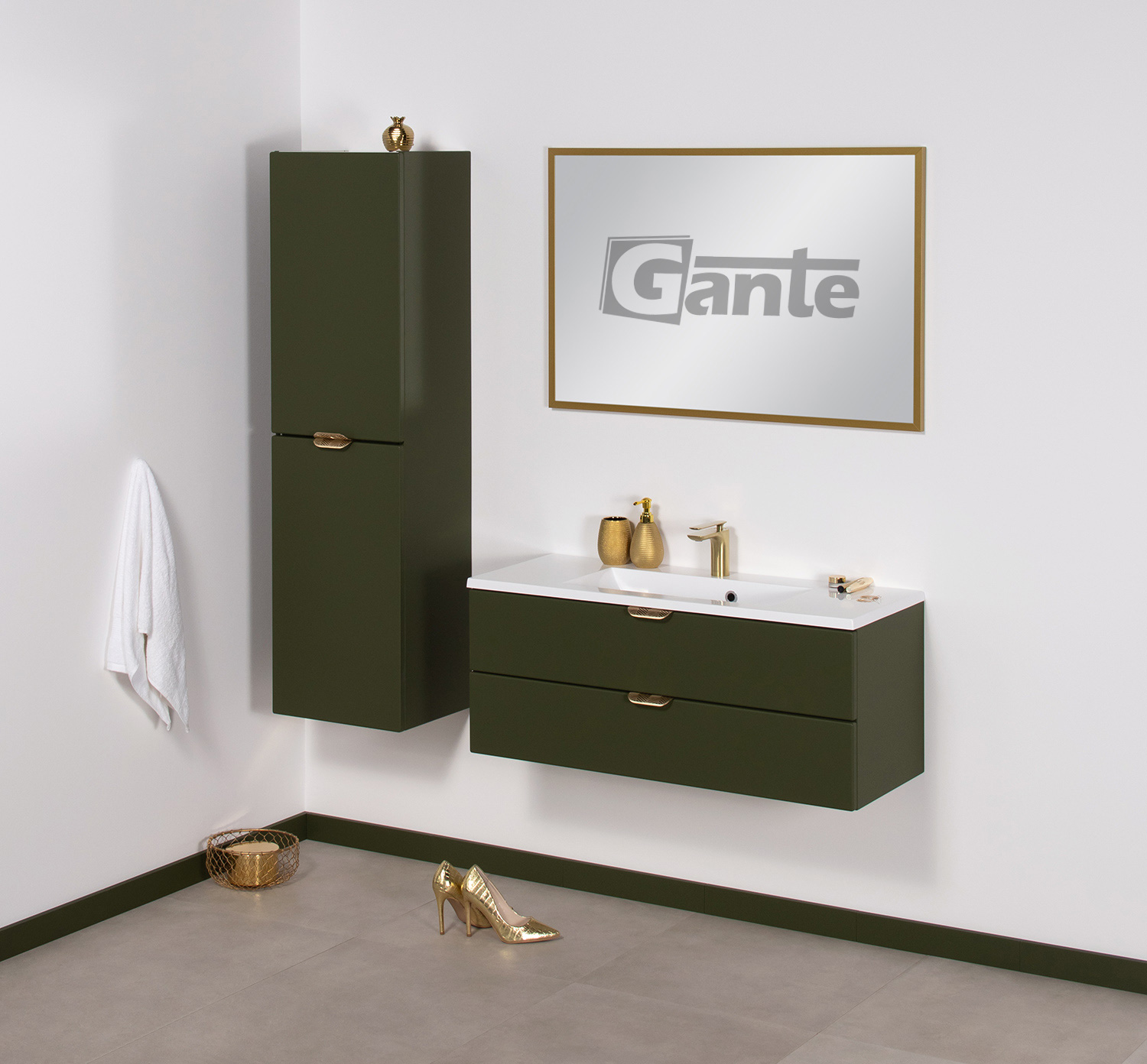 Vanity Unit Magnolia 100cm, Dark Olive - bathroomfurniture